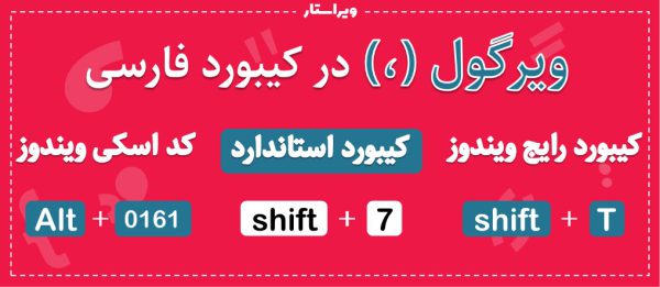 تایپ ویرگول ، در ورد برای کیبورد فارسی و انگلیسی ویراستار